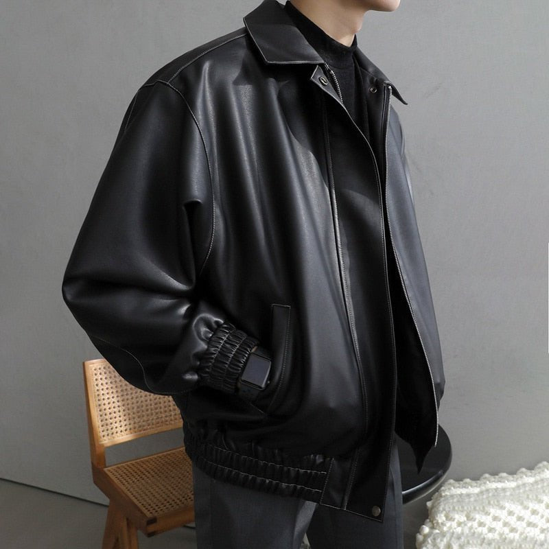 GS No. 15 Loose Leather Jacket – Gentleman's Seoul
